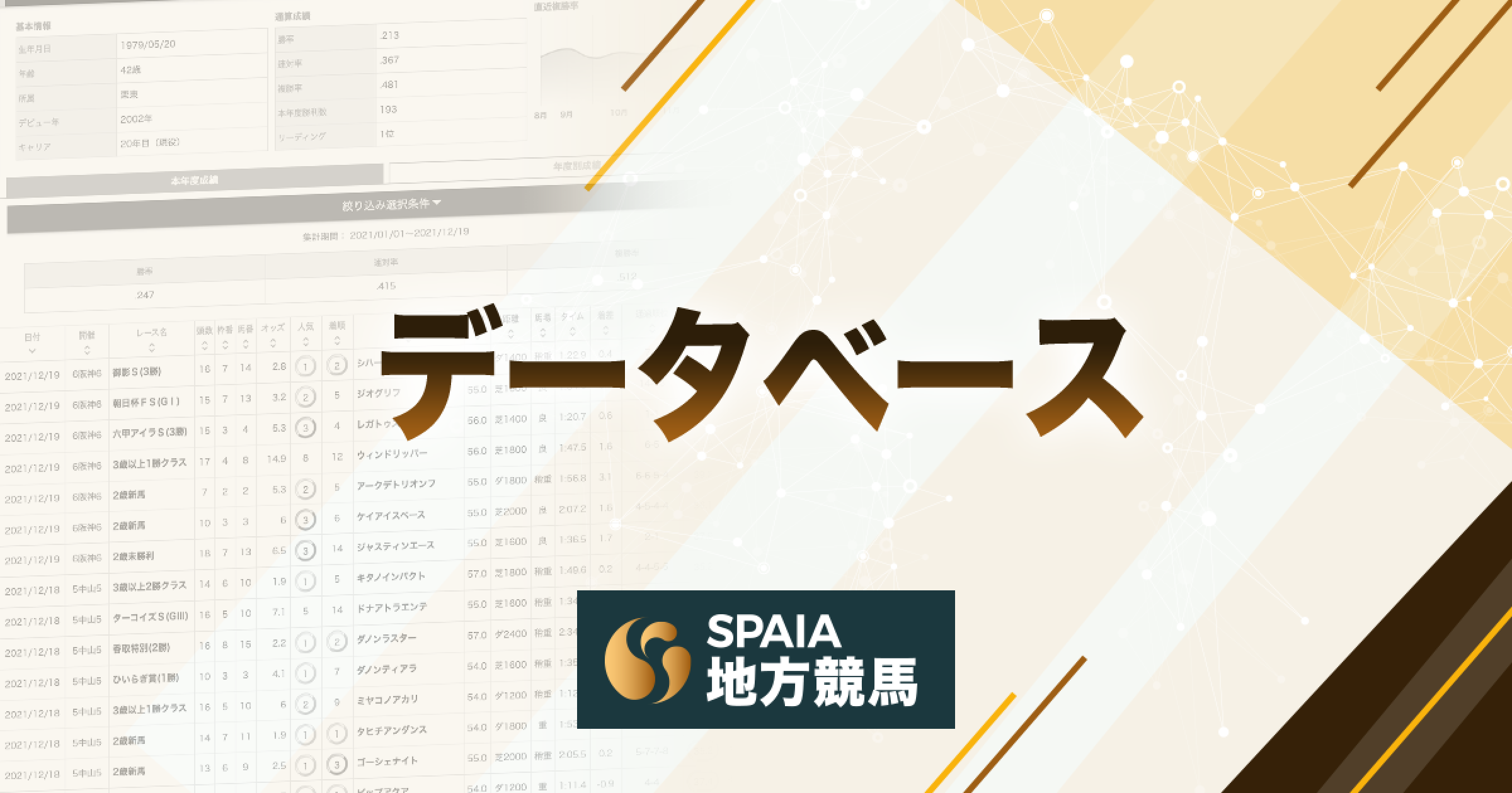 競馬データベース検索 | 競馬×AI×データ分析【SPAIA地方競馬】