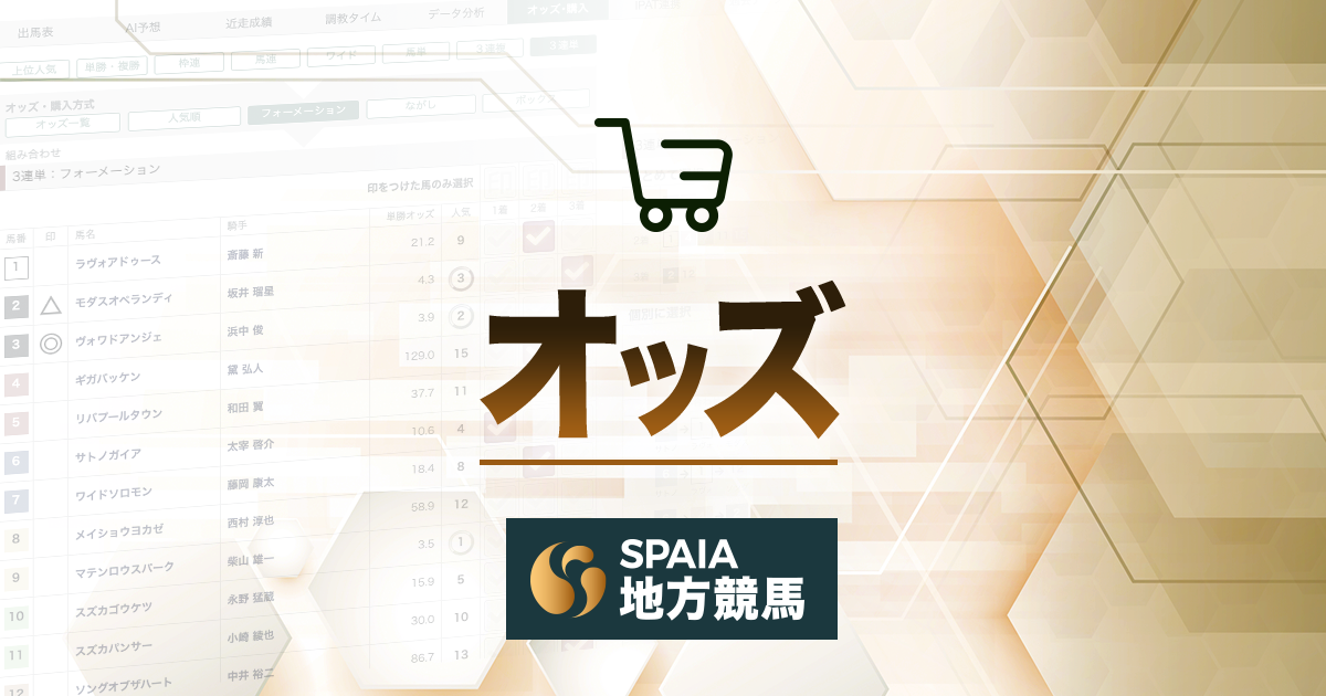 オッズ・購入｜ホークスアイオープン(A) 2025年10月31日 名古屋11R【SPAIA地方競馬】